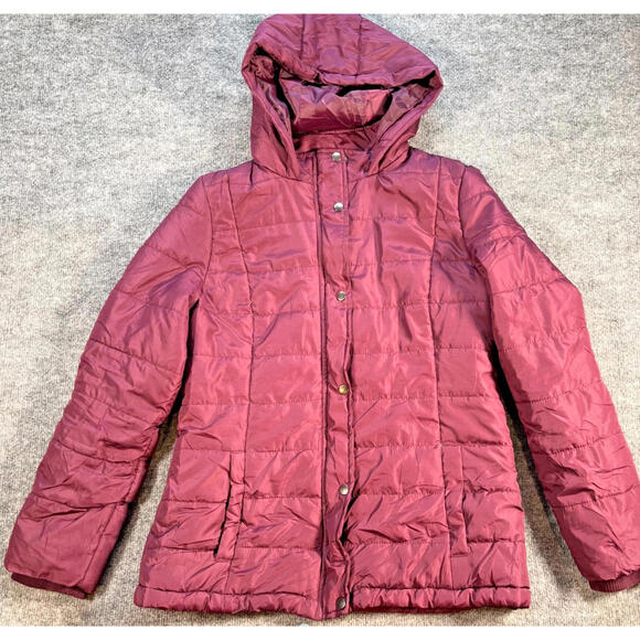 Rampage | Jackets & Coats | Rampage Xl Burgundy Hooded Puffer Coat Snap ...